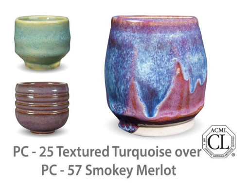 PC-25 Textured Turquoise over PC-57 Smokey Merlot | AMACO Brent
