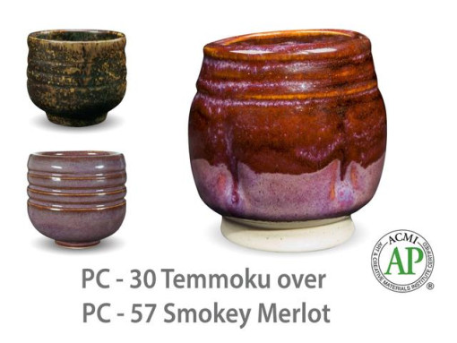 PC-30 Temmoku over PC-57 Smokey Merlot | AMACO Brent