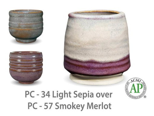 PC-34 Light Sepia over PC-57 Smokey Merlot | AMACO Brent