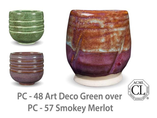 PC-48 Art Deco Green over PC-57 Smokey Merlot | AMACO Brent