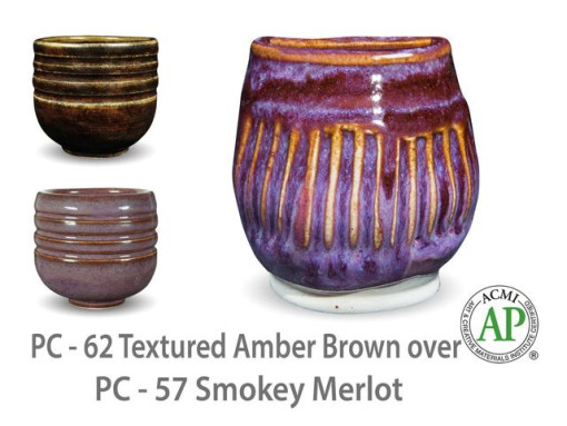 PC-62 Textured Amber Brown over PC-57 Smokey Merlot | AMACO Brent