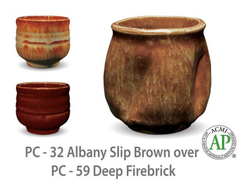PC-32 Albany Slip Brown over PC-59 Deep Firebrick | AMACO Brent