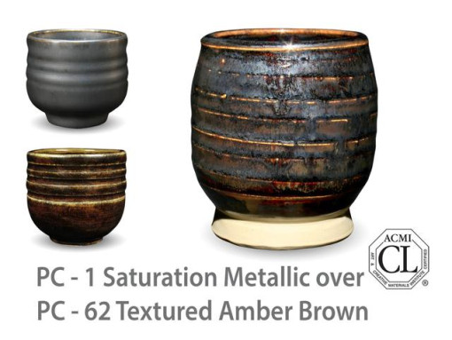 PC-01 Saturation Metallic over PC-62 Textured Amber Brown | AMACO Brent