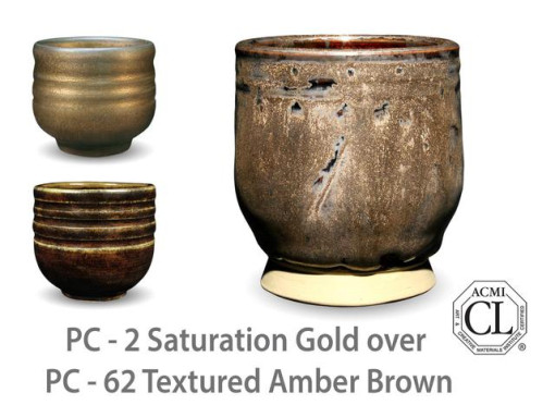 PC-02 Saturation Gold over PC-62 Textured Amber Brown | AMACO Brent