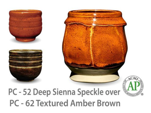 PC-52 Deep Sienna Speckle over PC-62 Textured Amber Brown | AMACO Brent