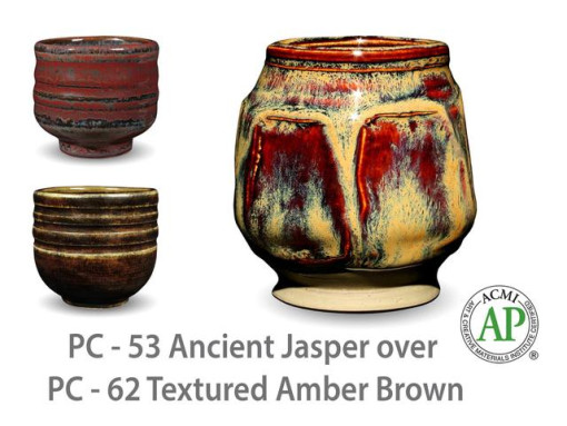 PC-53 Ancient Jasper over PC-62 Textured Amber Brown | AMACO Brent