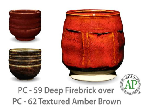 PC-59 Deep Firebrick over PC-62 Textured Amber Brown | AMACO Brent