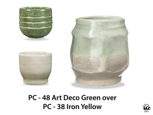 PC-48 Art Deco Green over PC-38 Iron Yellow | AMACO Brent