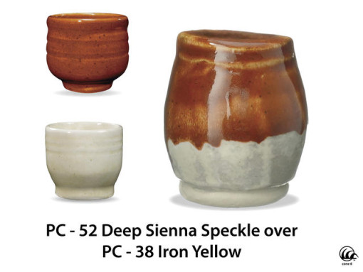 PC-52 Deep Sienna Speckle over PC-38 Iron Yellow | AMACO Brent