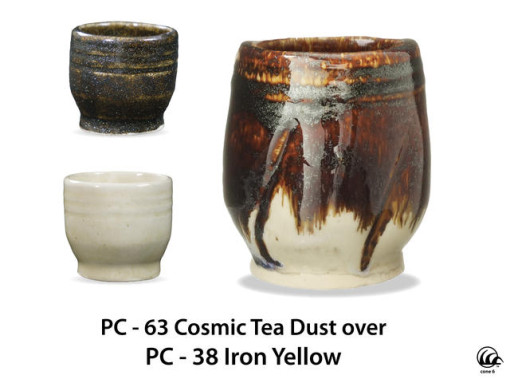 PC-63 Cosmic Tea Dust over PC-38 Iron Yellow | AMACO Brent