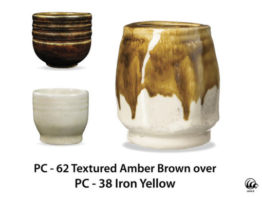 PC-62 Textured Amber Brown over PC-38 Iron Yellow | AMACO Brent