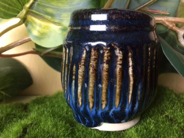 PC-63 Cosmic Tea Dust over PC-24 Sapphire Float | AMACO Brent