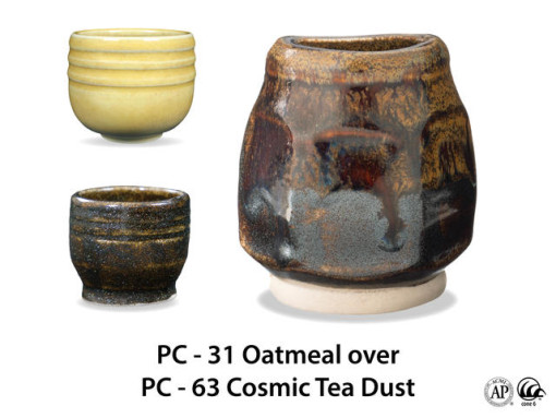 PC-31 Oatmeal over PC-63 Cosmic Tea Dust | AMACO Brent