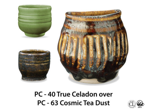PC-40 True Celadon over PC-63 Cosmic Tea Dust | AMACO Brent