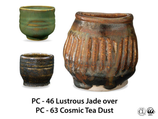 PC-46 Lustrous Jade over PC-63 Cosmic Tea Dust | AMACO Brent