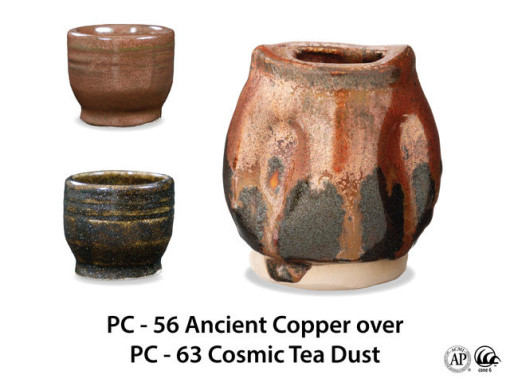 PC-56 Ancient Copper over PC-63 Cosmic Tea Dust | AMACO Brent