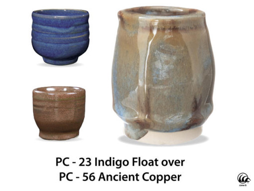 PC-23 Indigo Float over PC-56 Ancient Copper | AMACO Brent