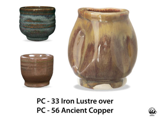 PC-33 Iron Lustre over PC-56 Ancient Copper | AMACO Brent
