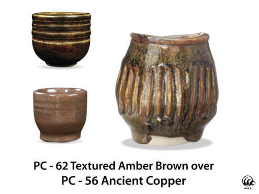 PC-62 Textured Amber Brown over PC-56 Ancient Copper | AMACO Brent