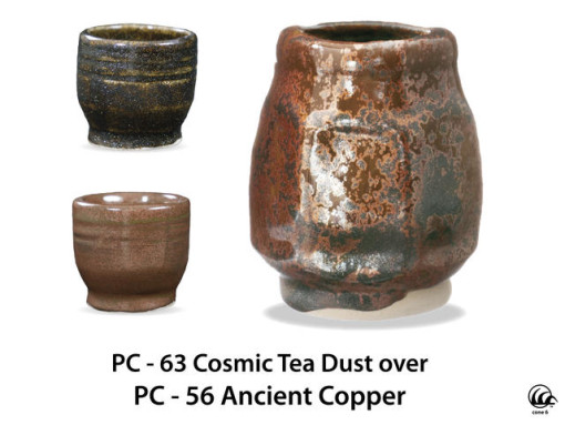 PC-63 Cosmic Tea Dust over PC-56 Ancient Copper | AMACO Brent