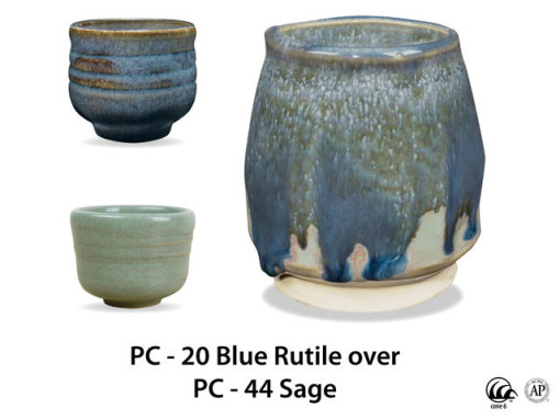 PC-20 Blue Rutile over PC-44 Sage | AMACO Brent