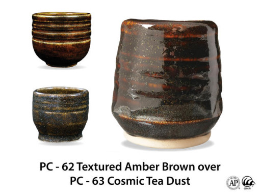 PC-62 Textured Amber Brown over PC-63 Cosmic Tea Dust | AMACO Brent