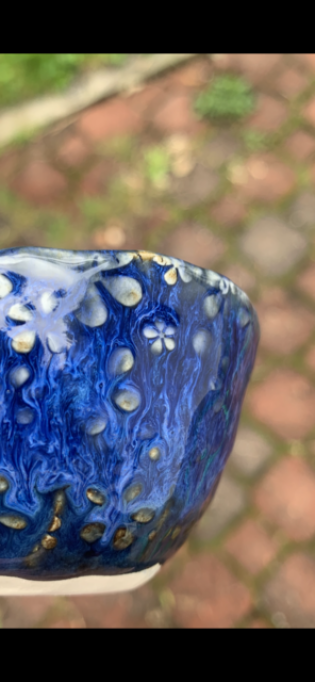 PC-38 Iron Yellow over PC-24 Sapphire Float | AMACO Brent