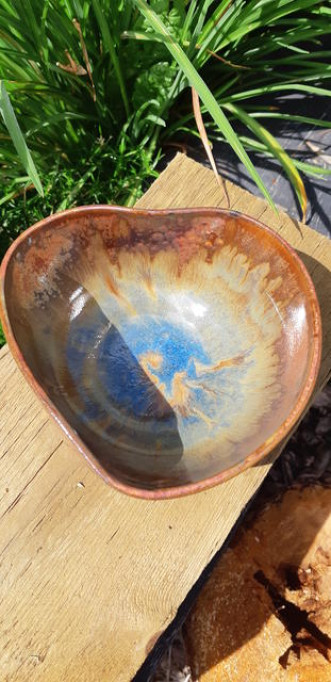 PC-56 Ancient Copper over PC-24 Sapphire Float | AMACO Brent