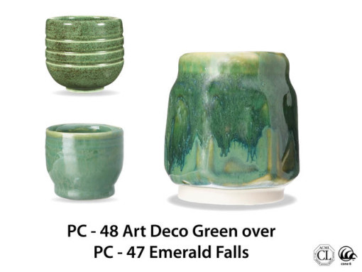 PC-48 Art Deco Green over PC-47 Emerald Falls | AMACO Brent