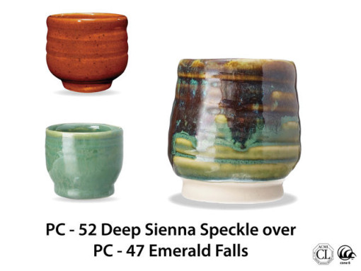 PC-52 Deep Sienna Speckle over PC-47 Emerald Falls | AMACO Brent
