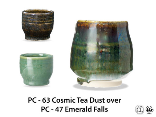 PC-63 Cosmic Tea Dust over PC-47 Emerald Falls | AMACO Brent