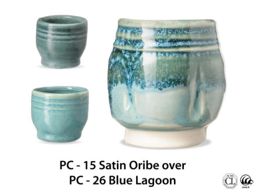 PC-15 Satin Oribe over PC-26 Blue Lagoon | AMACO Brent