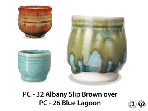 PC-32 Albany Slip Brown over PC-26 Blue Lagoon | AMACO Brent