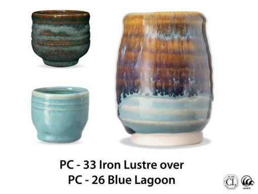 PC-33 Iron Lustre over PC-26 Blue Lagoon | AMACO Brent