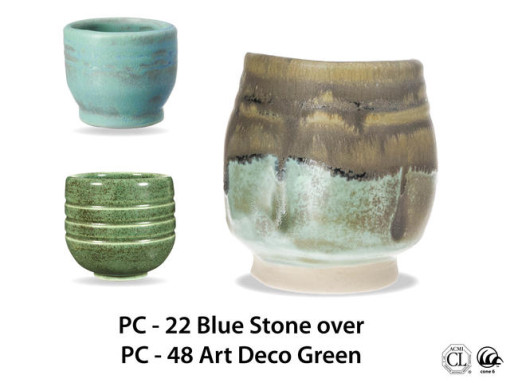 PC-22 Blue Stone over PC-48 Art Deco Green | AMACO Brent