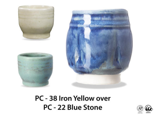 PC-38 Iron Yellow over PC-22 Blue Stone | AMACO Brent