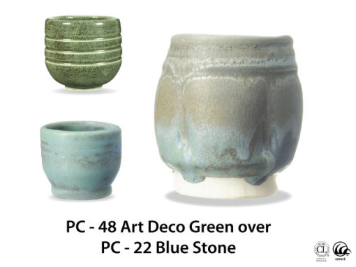 PC-48 Art Deco Green over PC-22 Blue Stone | AMACO Brent