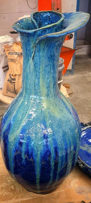 PC-46 Lustrous Jade over PC-23 Indigo Float | AMACO Brent