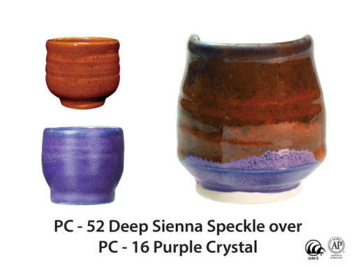 PC-52 Deep Sienna Speckle over PC-16 Purple Crystal | AMACO Brent