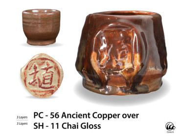 PC-56 Ancient Copper over SH-11 Chai Gloss | AMACO Brent