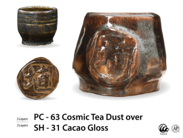 PC-63 Cosmic Tea Dust over SH-31 Cacao Gloss | AMACO Brent