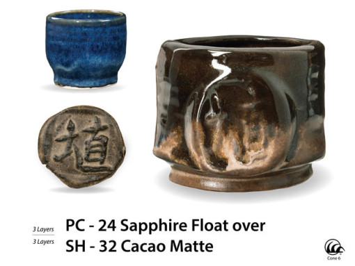 PC-24 Sapphire Float over SH-32 Cacao Matte | AMACO Brent