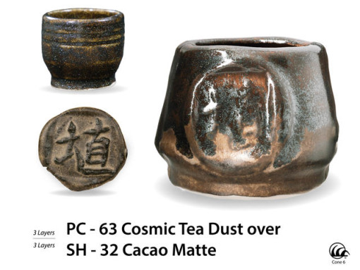 PC-63 Cosmic Tea Dust over SH-32 Cacao Matte | AMACO Brent