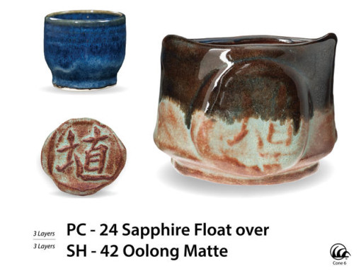 PC-24 Sapphire Float over SH-42 Oolong Matte | AMACO Brent