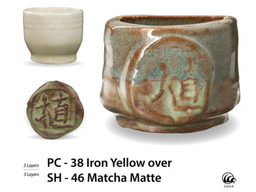 PC-38 Iron Yellow over SH-46 Matcha Matte | AMACO Brent