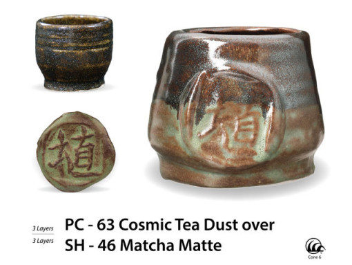 PC-63 Cosmic Tea Dust over SH-46 Matcha Matte | AMACO Brent