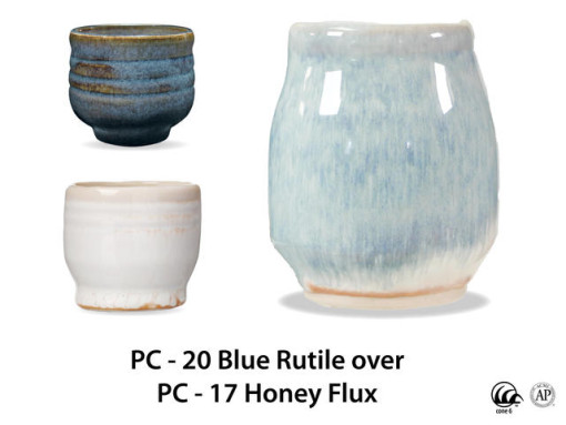 PC-20 Blue Rutile over PC-17 Honey Flux | AMACO Brent