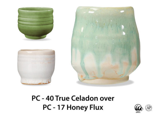 PC-40 True Celadon over PC-17 Honey Flux | AMACO Brent