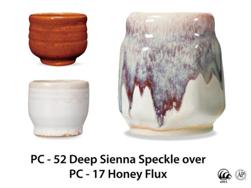 PC-52 Deep Sienna Speckle over PC-17 Honey Flux | AMACO Brent