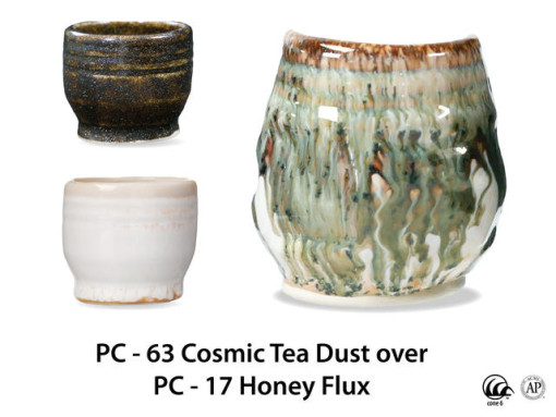 PC-63 Cosmic Tea Dust over PC-17 Honey Flux | AMACO Brent